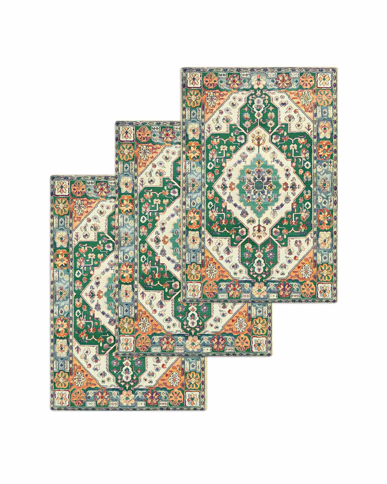 Green Orange Beige Boho Kitchen Dish Towels for Drying Dishes Set of 3 ...