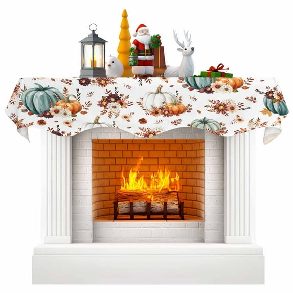 Green Orange Pumpkins Fall Fireplace Mantel Scarf Table Runner ...