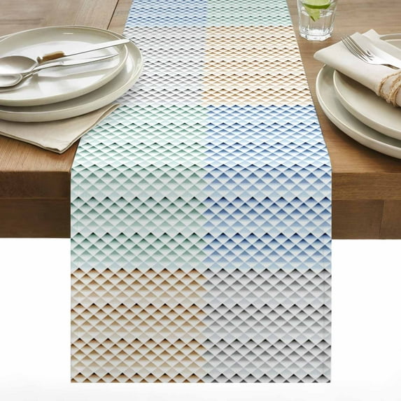 Green Orange Table Runner 13x60 inch Blue Gradient Geometric Color ...