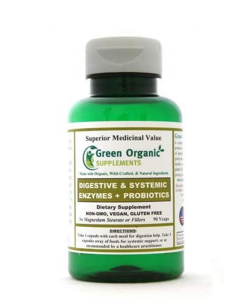 Green Organic Supplements' Digestive & Systemic Enzymes + Probiotics ...