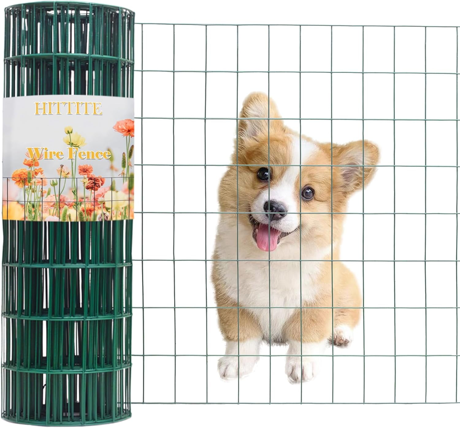 Green PVC Coated Welded Wire Fencing, 72in High x 50ft Long, 2 inch x 4 ...