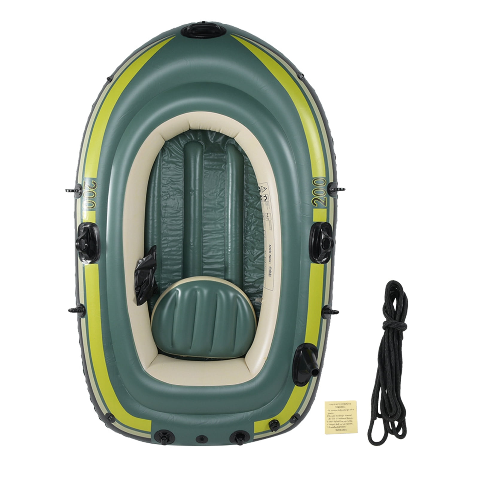 Green PVC Inflatable Boat 2 Person Inflatable Kayak Canoe with Pull ...