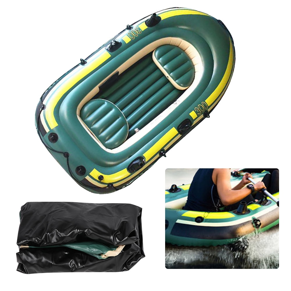 Green PVC Inflatable Three Person Rowing Air Boat Fishing Drifting ...