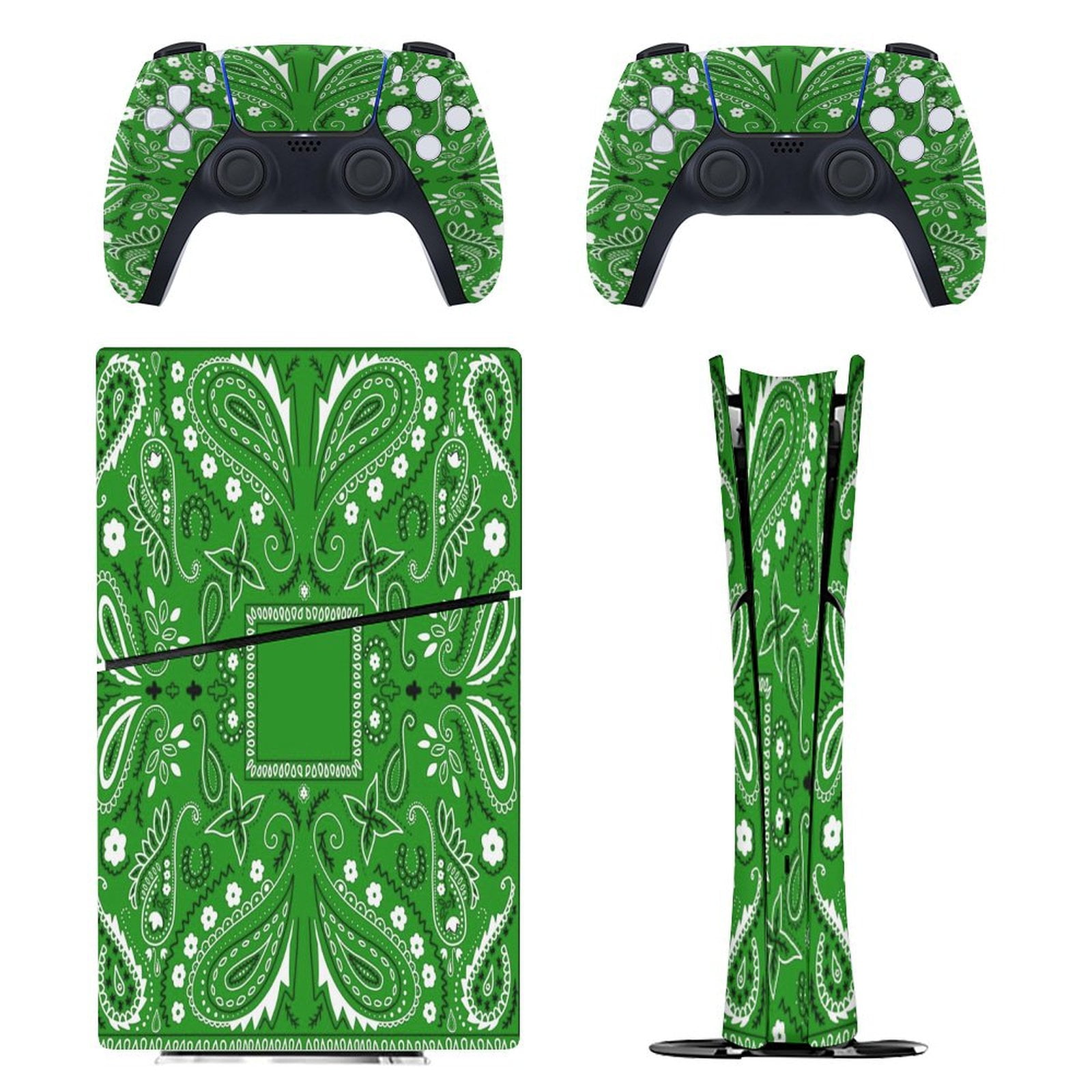 Green Paisley Bandana Pattern PS5/PS5 Slim Digital Disc Skin Sticker ...