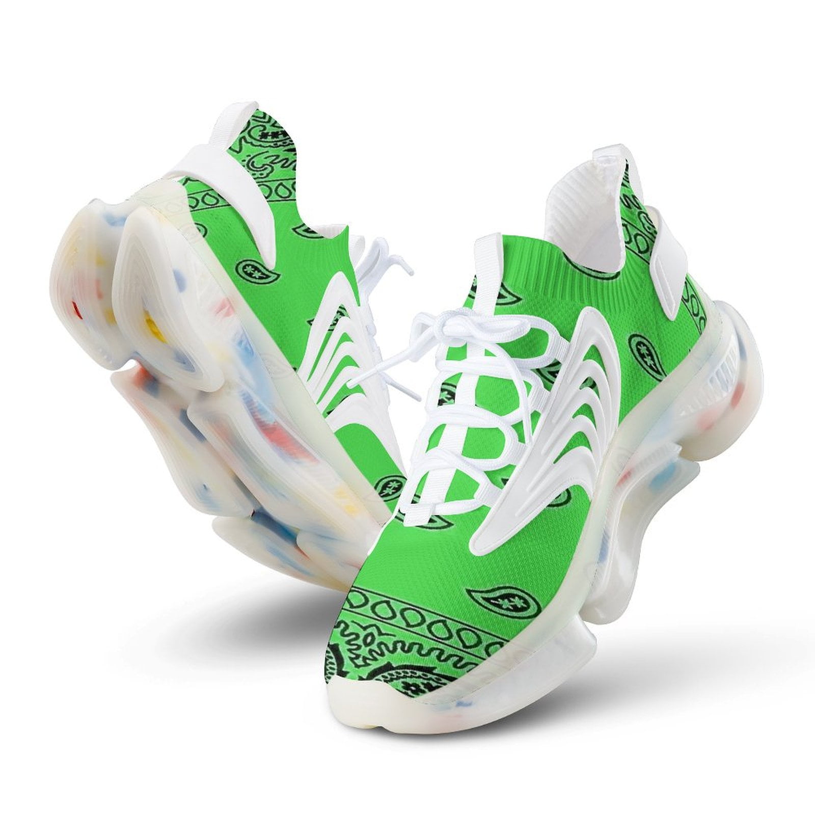 Green Paisley Bandana Pattern Walking Shoes for Men Woman Lightweight ...