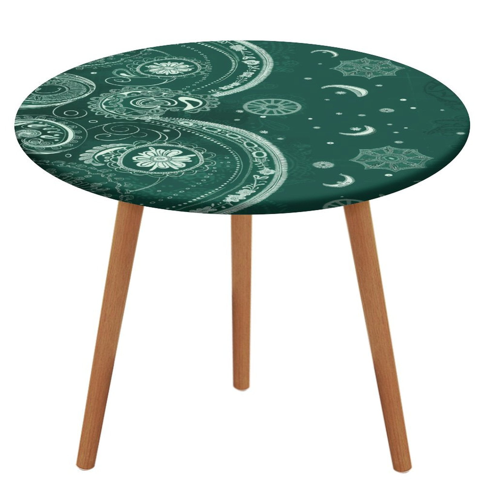 Green Paisley Moon Design Pattern Background Fitted Table Cover ...