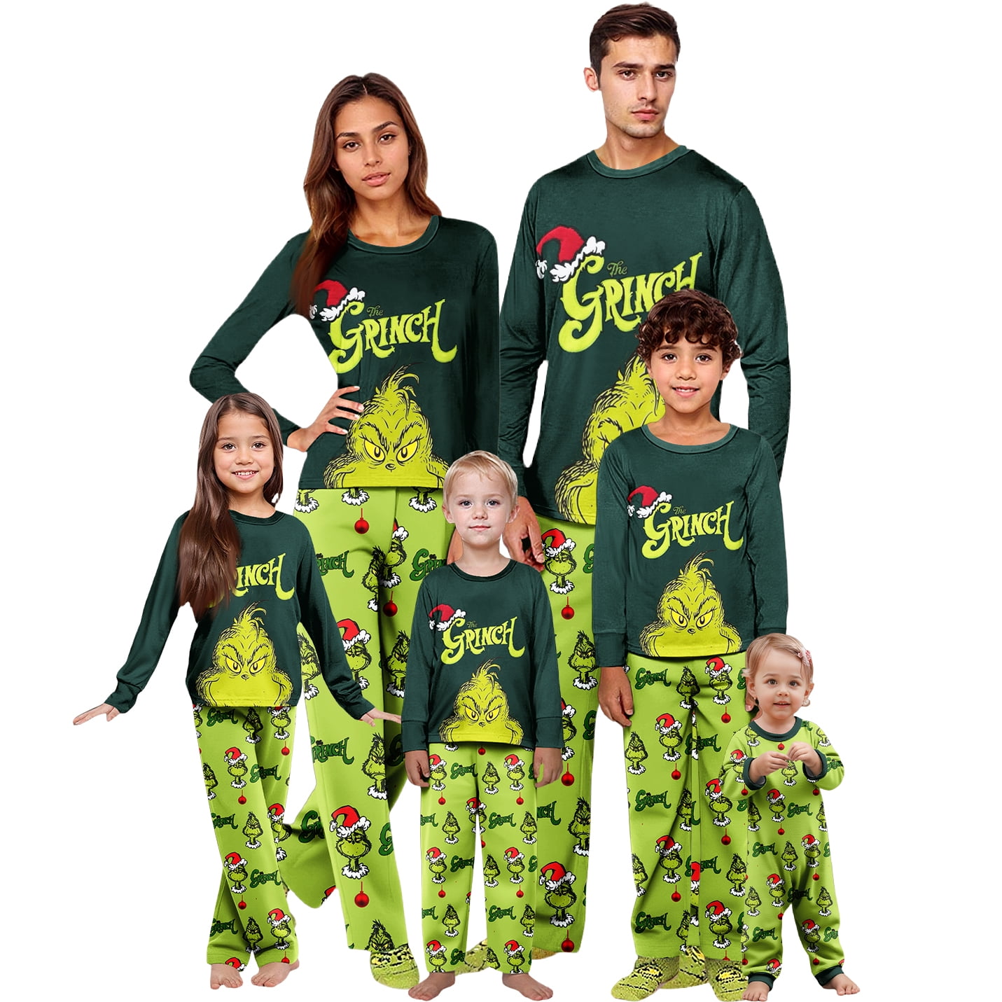 Green Pajamas Christmas Print Cute Family Set Pajamas, Home Clothes ...