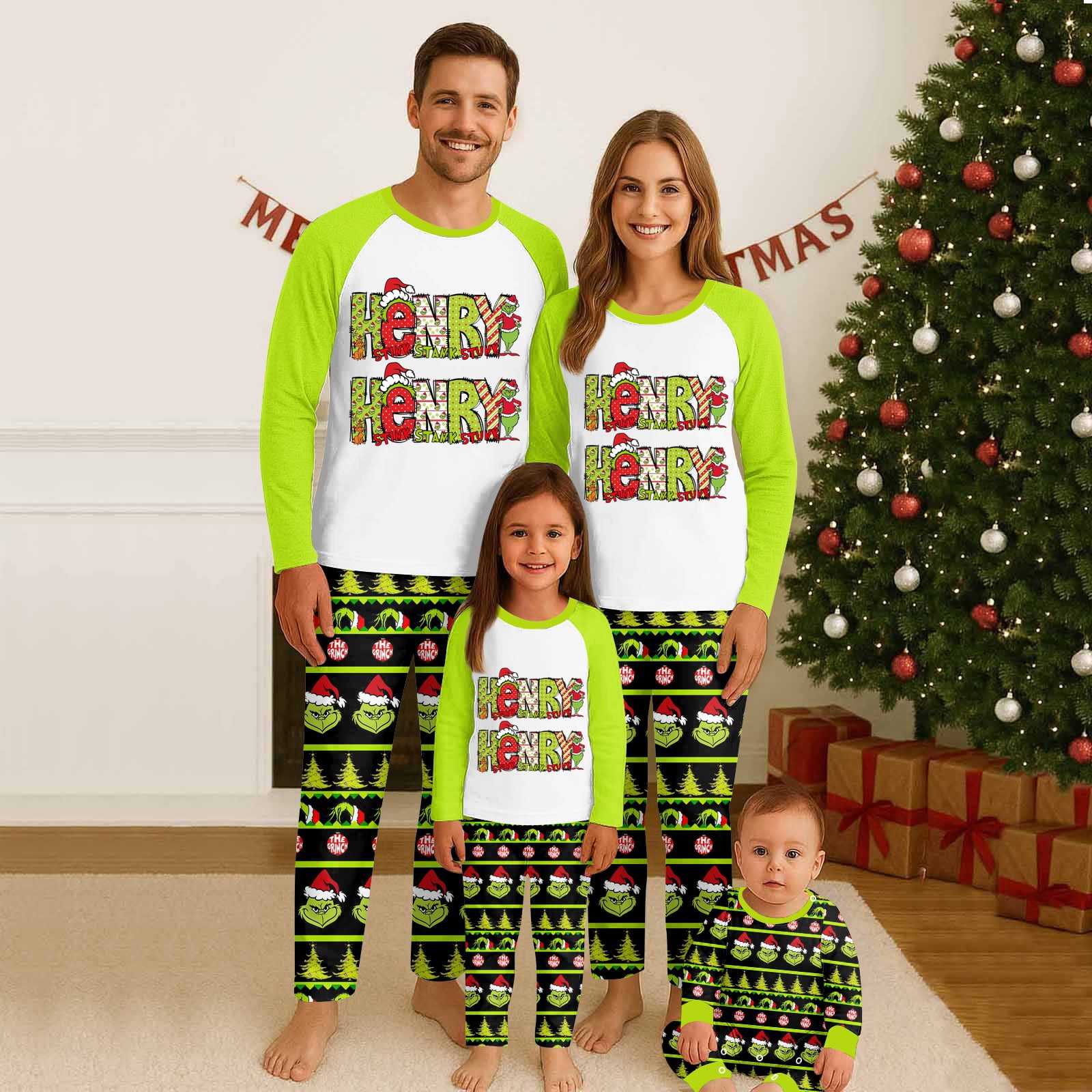 Green Pajamas Family Matching Sets Pajamas, Loungewear Outfits,Family ...