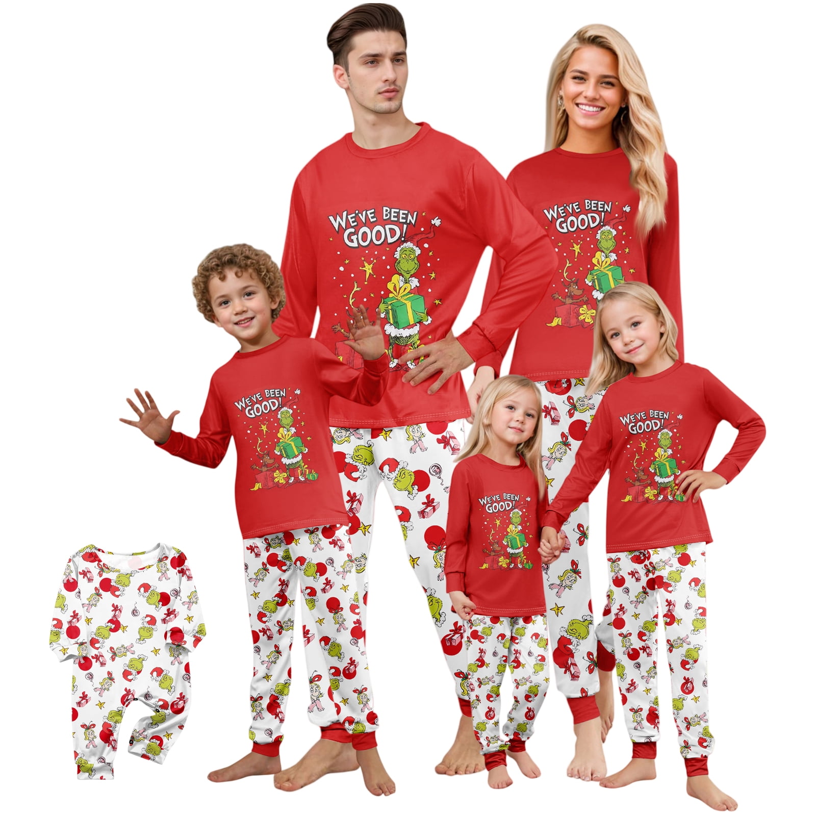 Green Pajamas Print Cute Family Set Pajamas, Home Clothes, Family Set ...