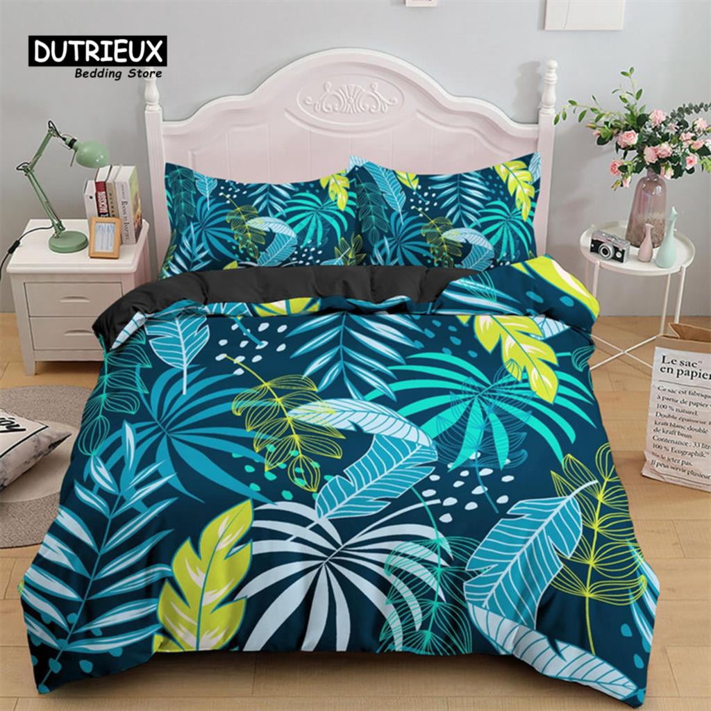 Green Palm Leaf Bedding Set Hawaiian Tropical Leaves Duvet Cover ...