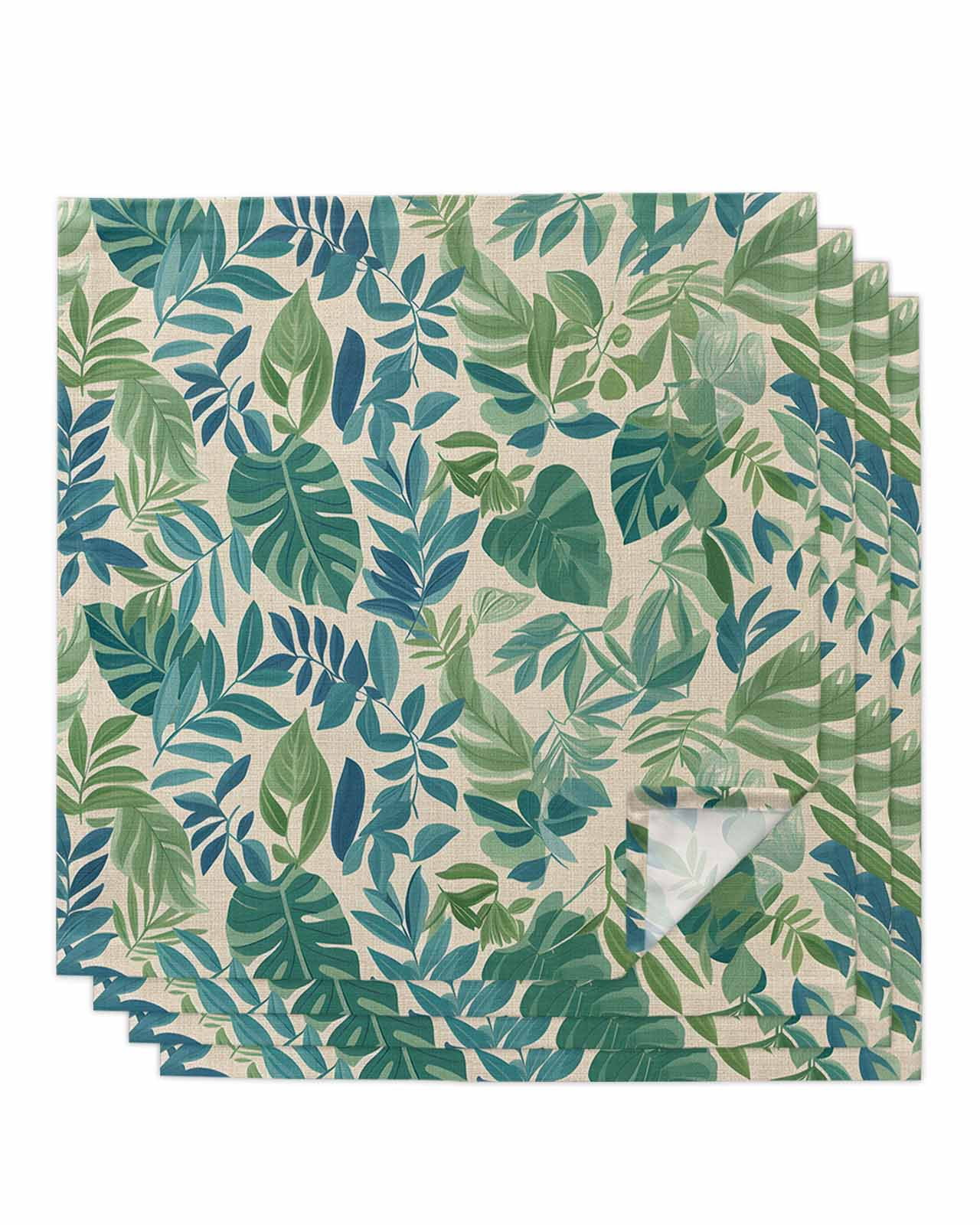 Green Palm Leaf Cloth Napkins Set of 4 Reusable Dinner Napkins ...