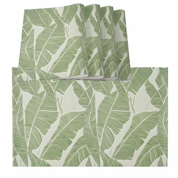Green Palm Leaf Placemats for Dinning Table Set of 6, Tropical ...