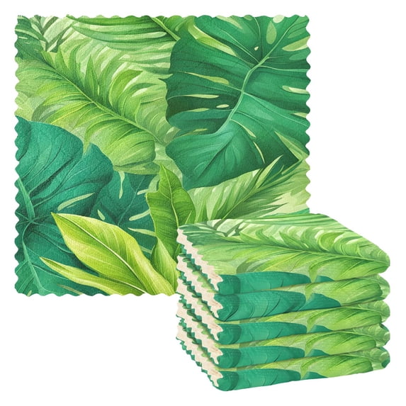 Green Palm Leaves Kitchen Cloth Dish Towels for Drying Washing ...