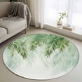 Green Palm Leaves Round Area Rug 3 FT, Small Kitchen Bathroom Mats ...