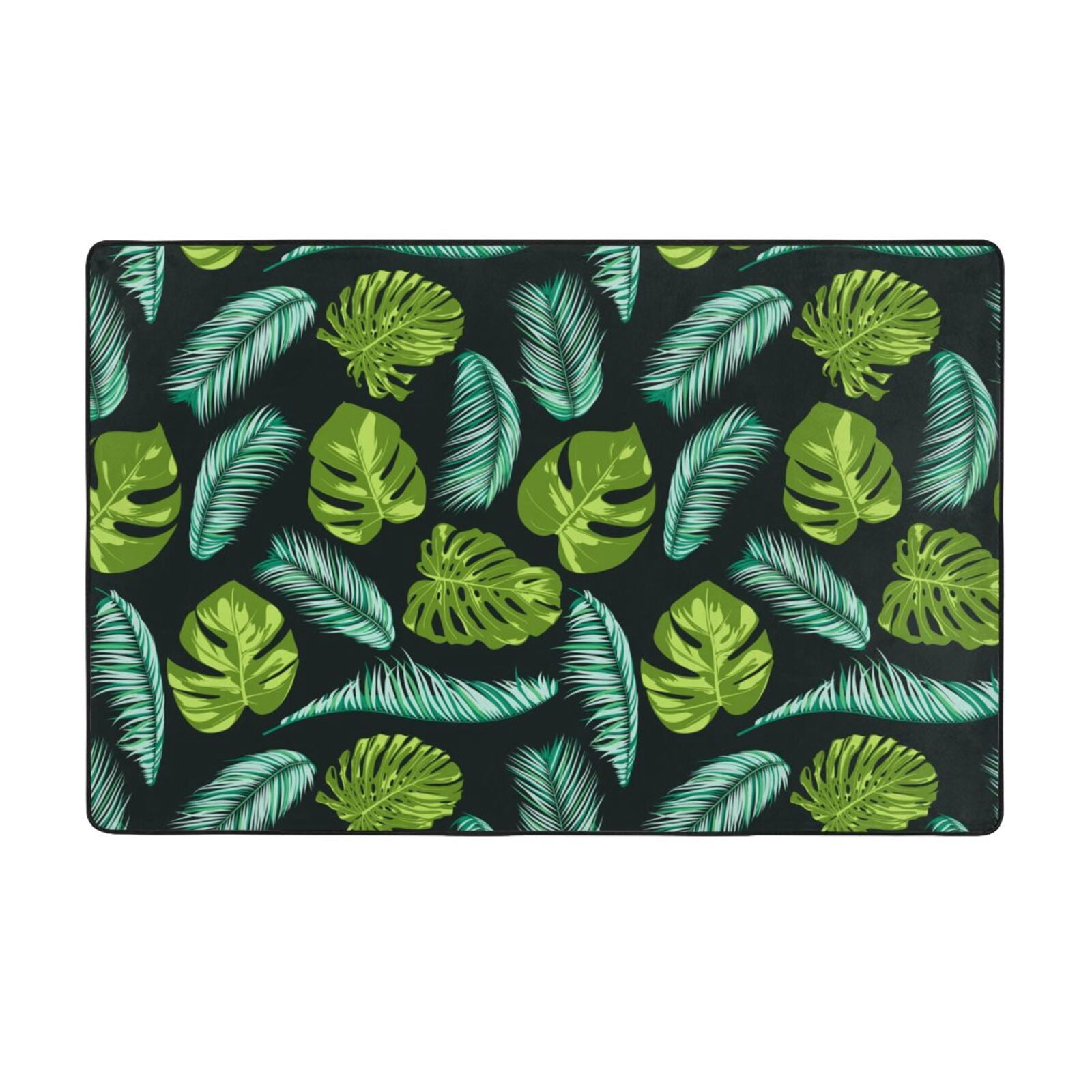 Green Palm Leaves Soft Indoor Outdoor Rug, Washable Rugs for Living ...