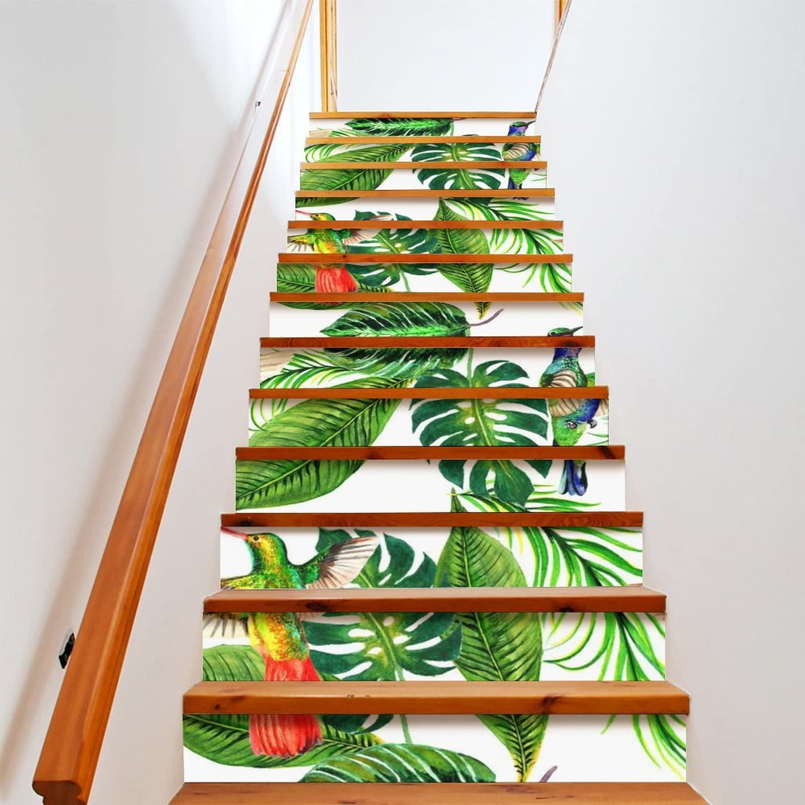 Green Palm Leaves Stair Stickers Tropical Plant Staircase Sticker ...