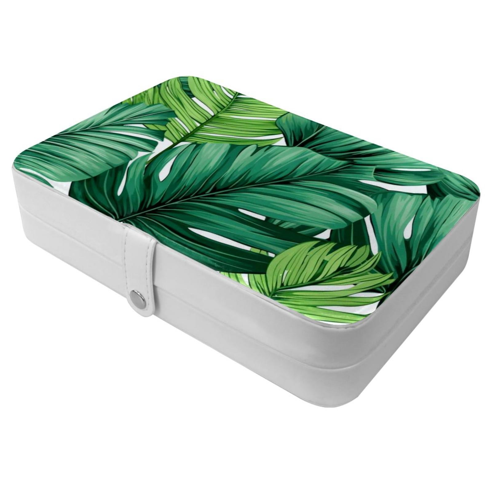 Green Palm Leaves Travel Jewelry Box - Your Portable Treasure Chest for ...