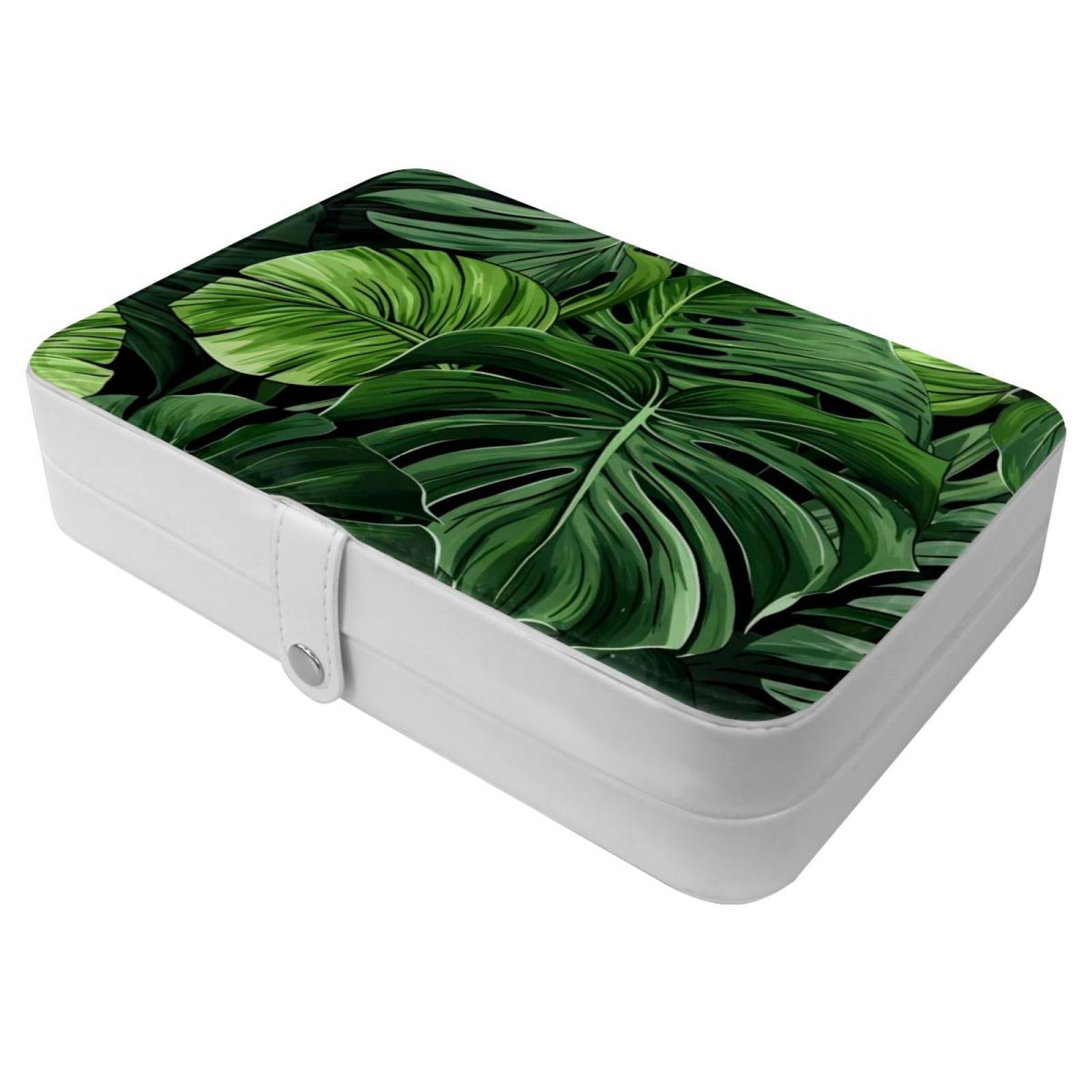 Green Palm Leaves Travel Jewelry Box - Your Portable Treasure Chest for ...