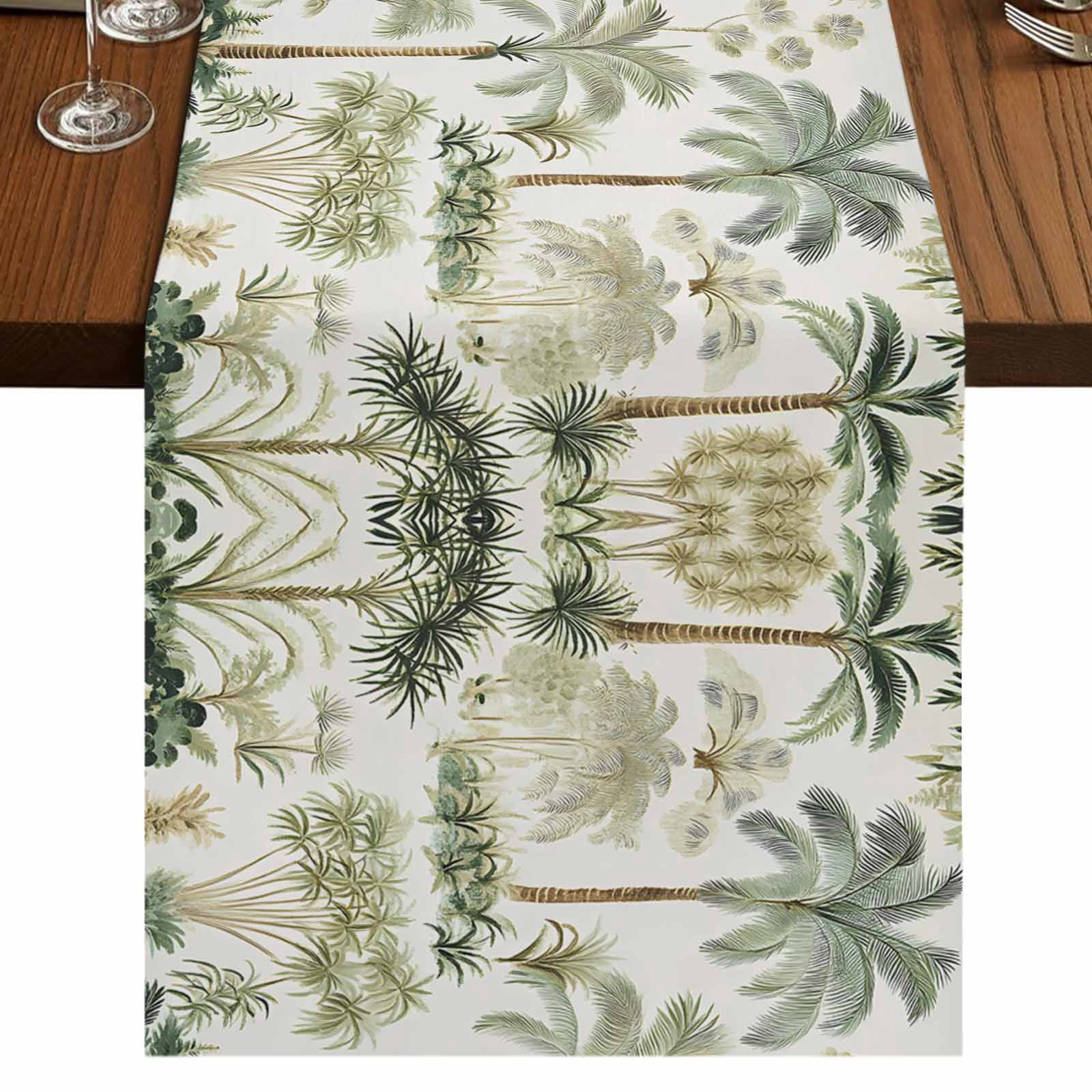 Green Palm Tree 90 Inch Table Runner, Summer Tropical Botanical ...