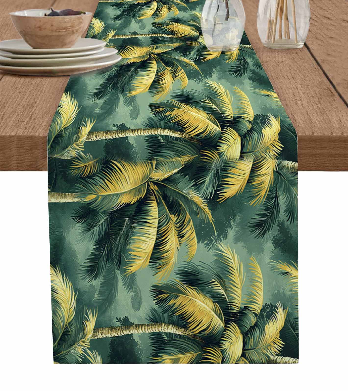 Green Palm Tree Burlap Cotton Table Runner 16x72 Inches Long, Farmhouse ...