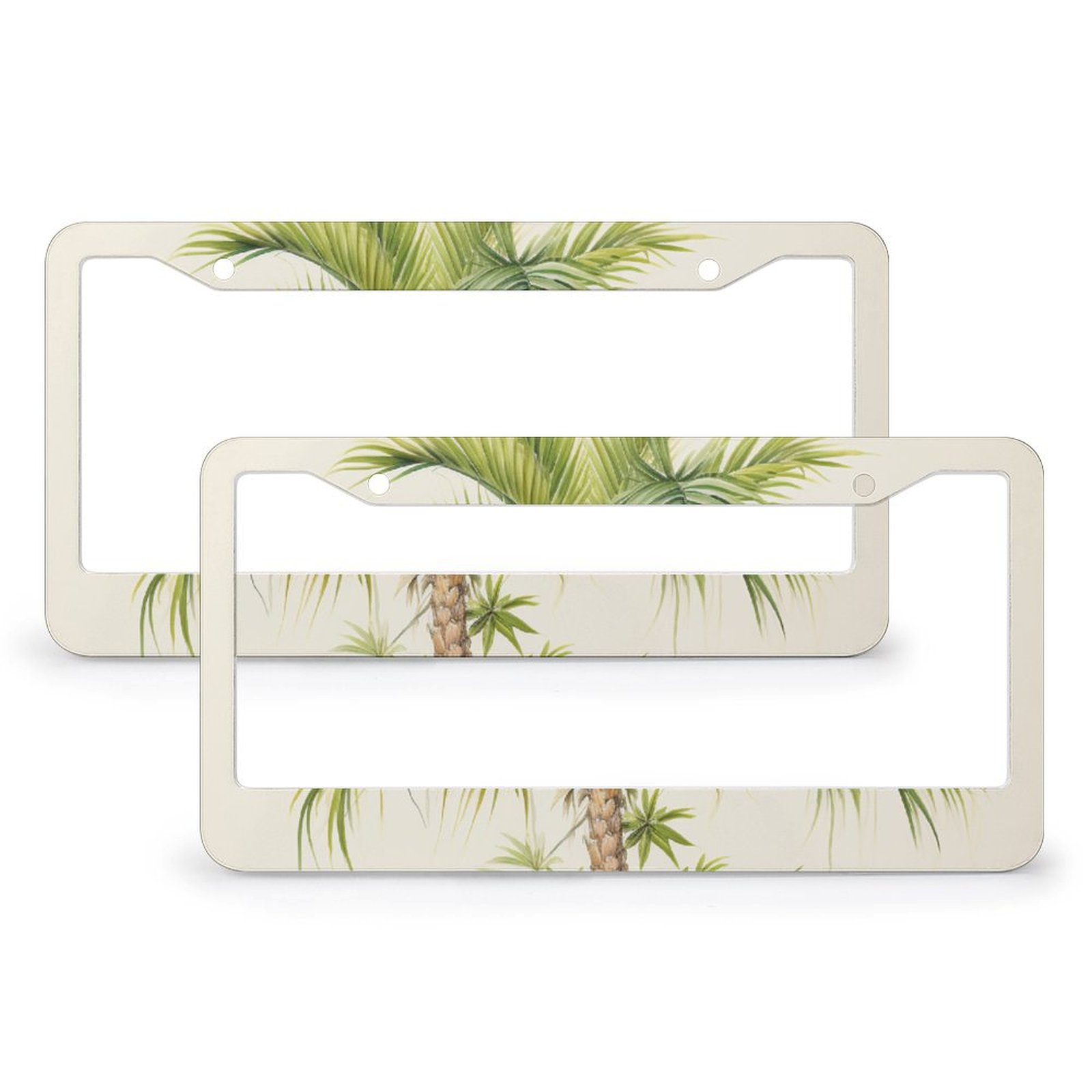 Green Palm Tree License Plate Cover 2 Pack Vintage Green Leaf Auto Car ...
