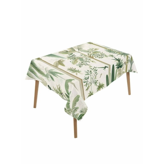 Green Palm Tree Table Cloth, Summer Beach Cactus Waterproof Tablecloth ...