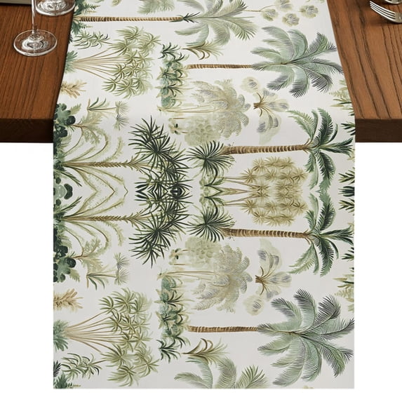 Green Palm Tree Table Runner 72 Inches Long, Retro Summer Watercolor ...