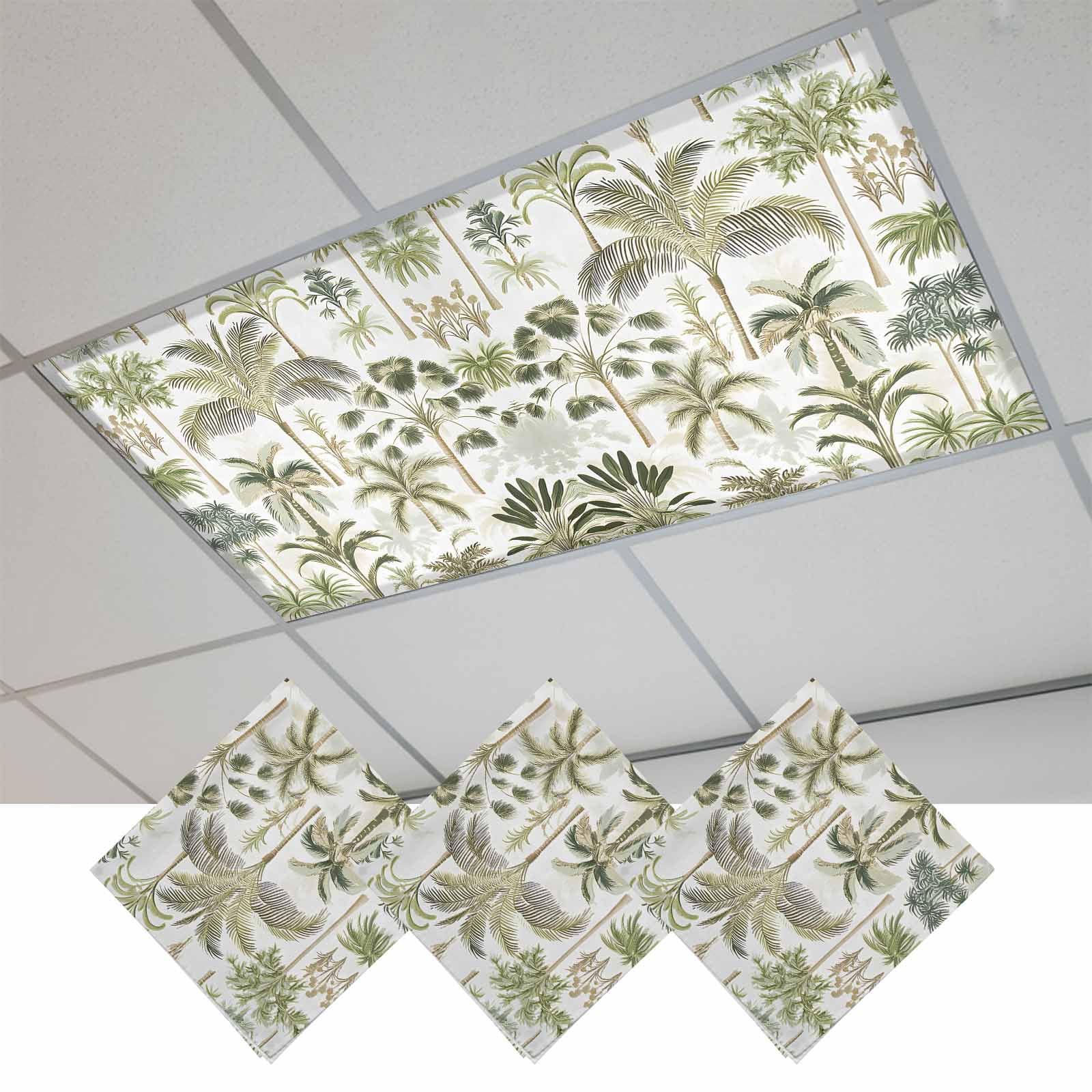 Green Palm Tree Tropical Magnetic Fluorescent Light Covers for Ceiling ...