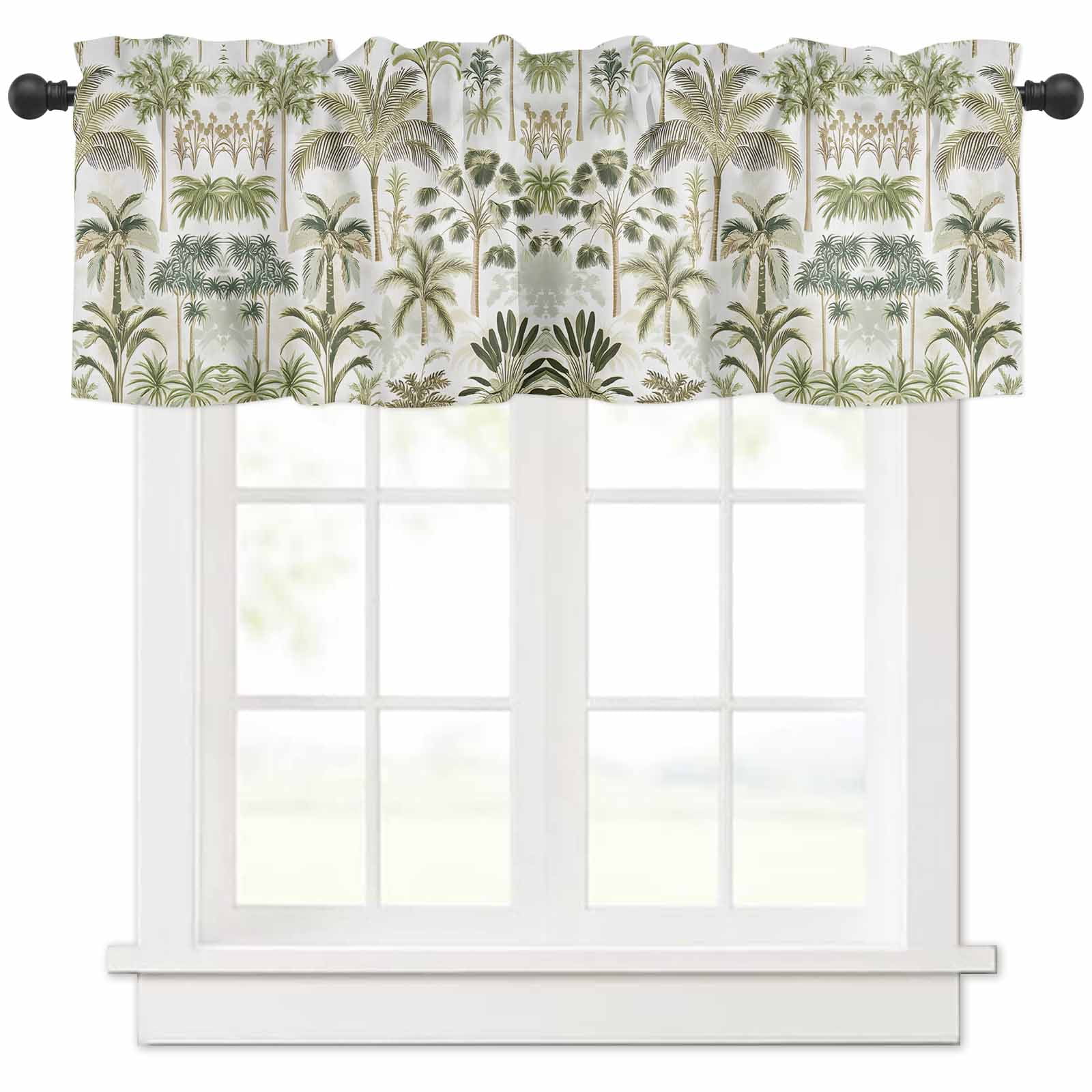Green Palm Tree Tropical Valances for Windows Farmhouse Kitchen ...