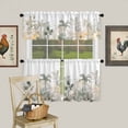 Green Palm Tree Turtle Leaf Tropical Plant Curtain Tier and Valance Set ...