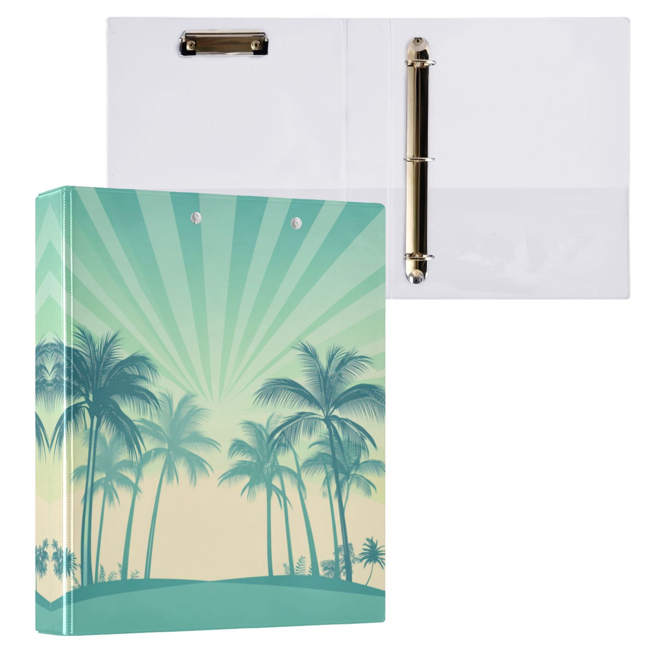 Green Palm Trees 3 Ring Hardcover Binders 1.5in Round Rings for Letter ...