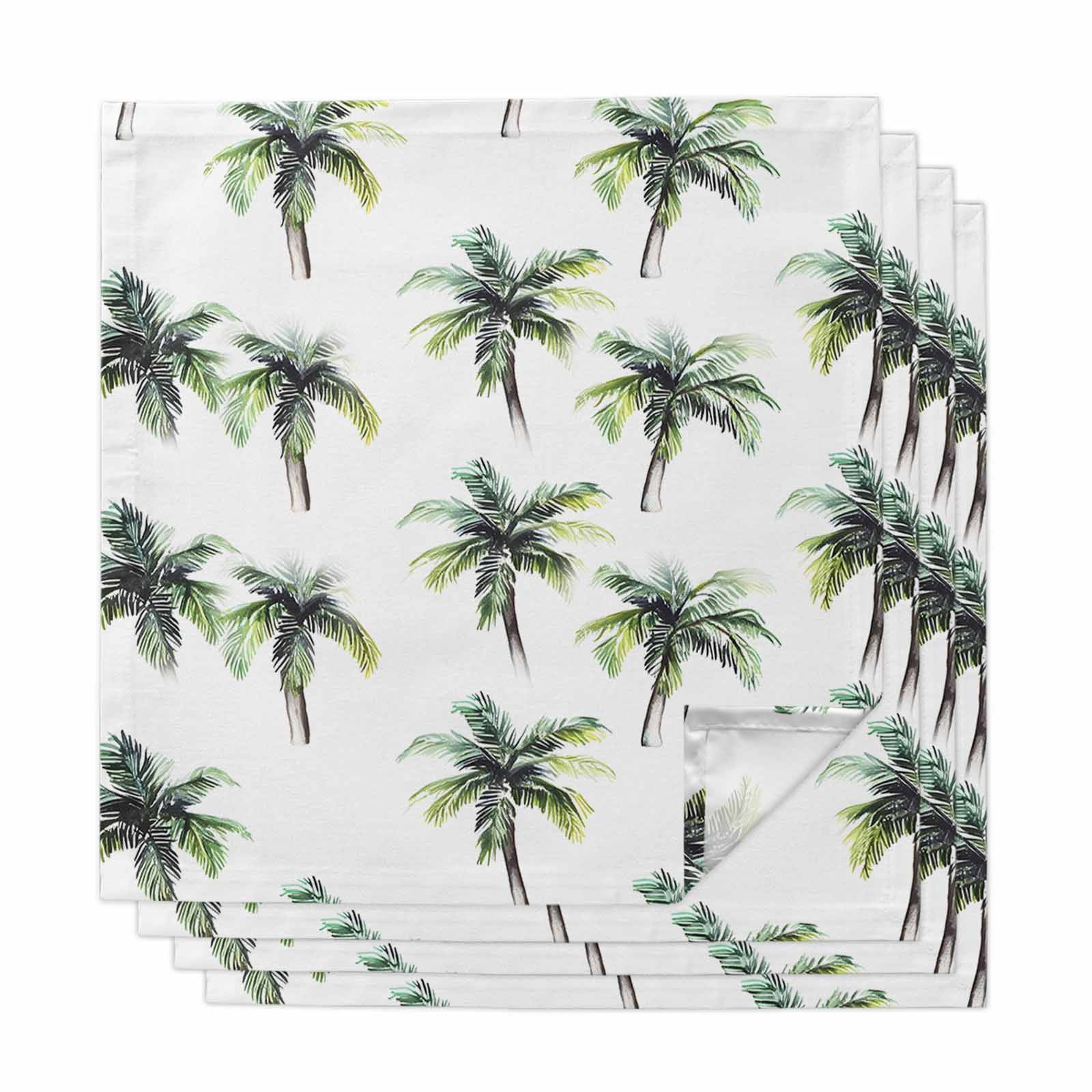 Green Palm Trees Cloth Napkins, Summer Botanical Modern Art Washable ...