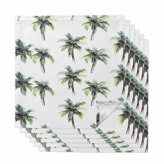 Green Palm Trees Cloth Napkins, Summer Botanical Modern Art Washable ...