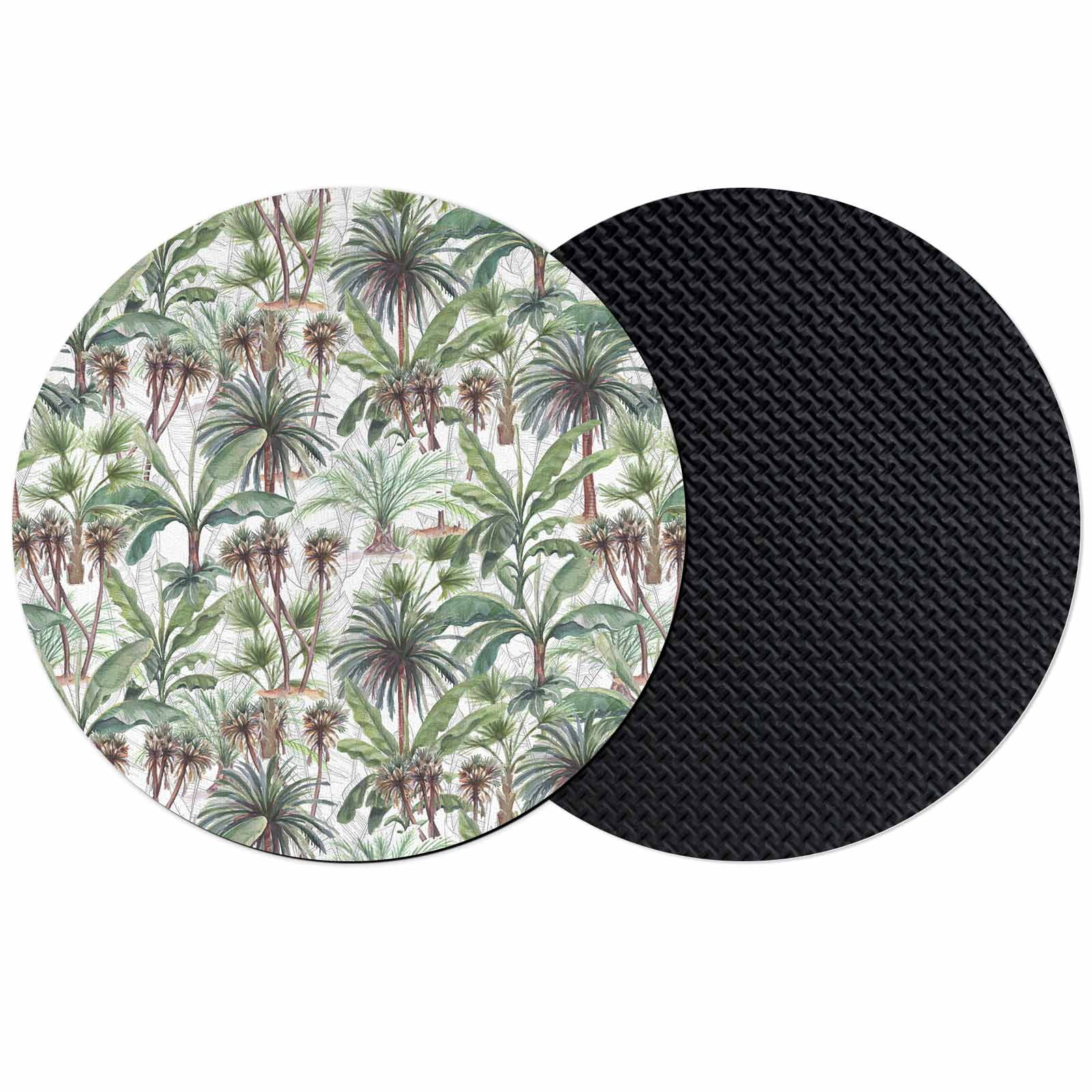 Green Palm Trees Coasters Set of 2, Summer Botanical Tropical Leaves ...
