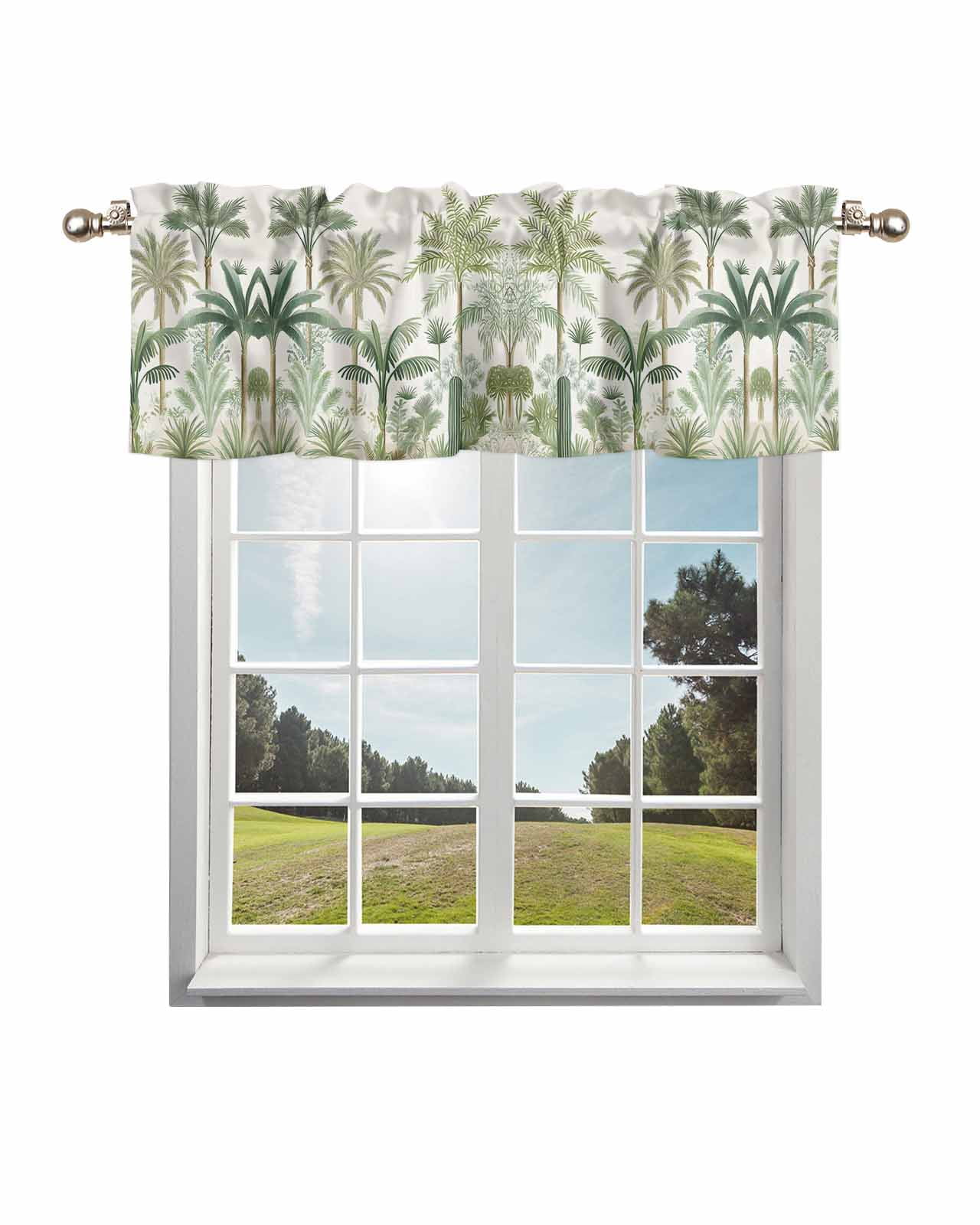 Green Palm Trees Curtain Valance for Windows/Living Room/Kitchen ...