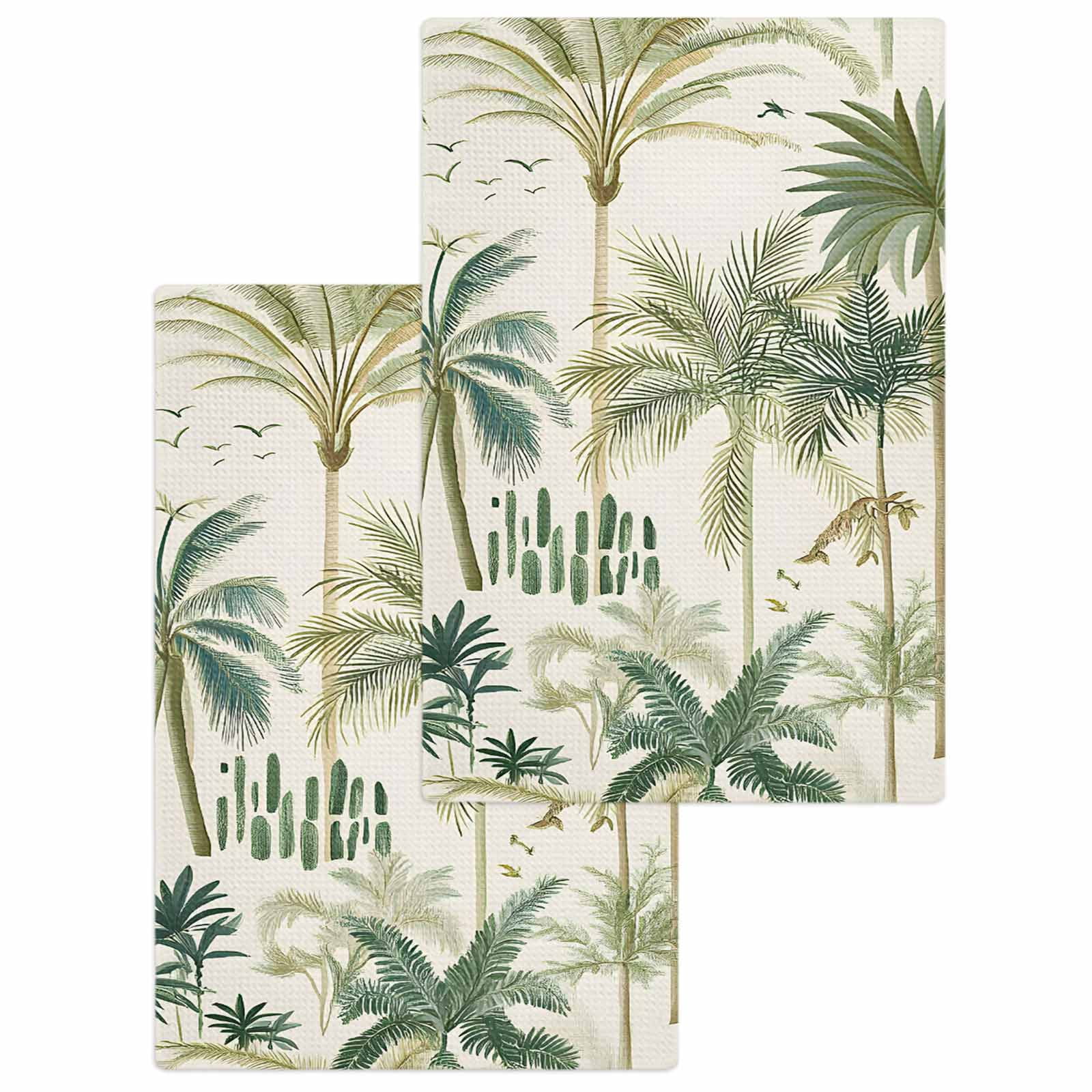Green Palm Trees Kitchen Dish Towels for Drying Dishes Set of 2 ...