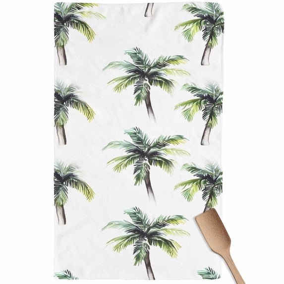 Green Palm Trees Kitchen Towel Dish Cloths Set of 1, Microfiber Soft ...