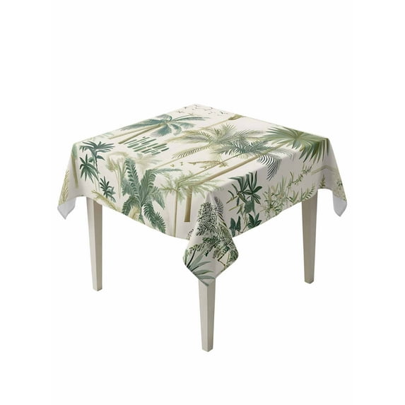 Green Palm Trees Table Cloth, Tropical Summer Botanical Waterproof ...