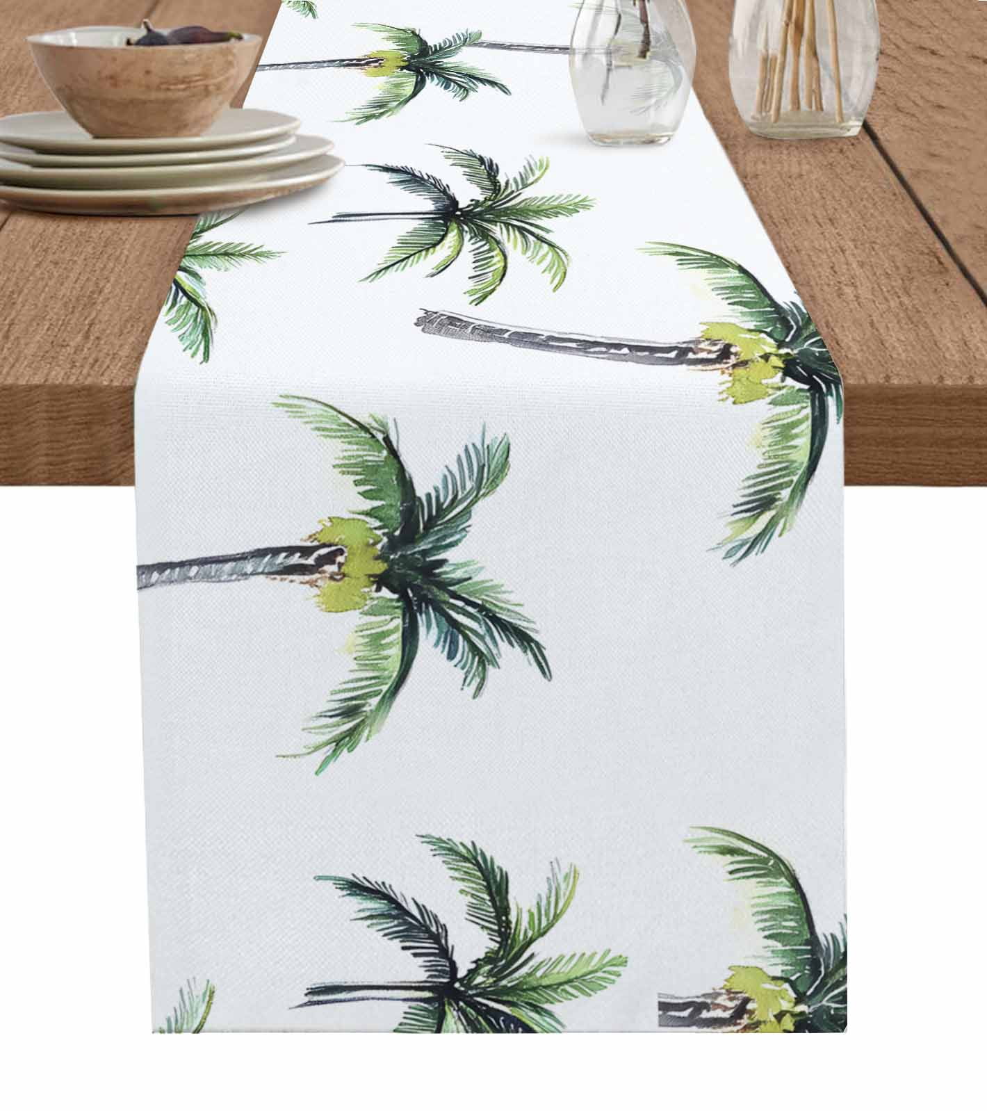Green Palm Trees Table Runner 72 Inches, Summer Botanical Beach Modern ...