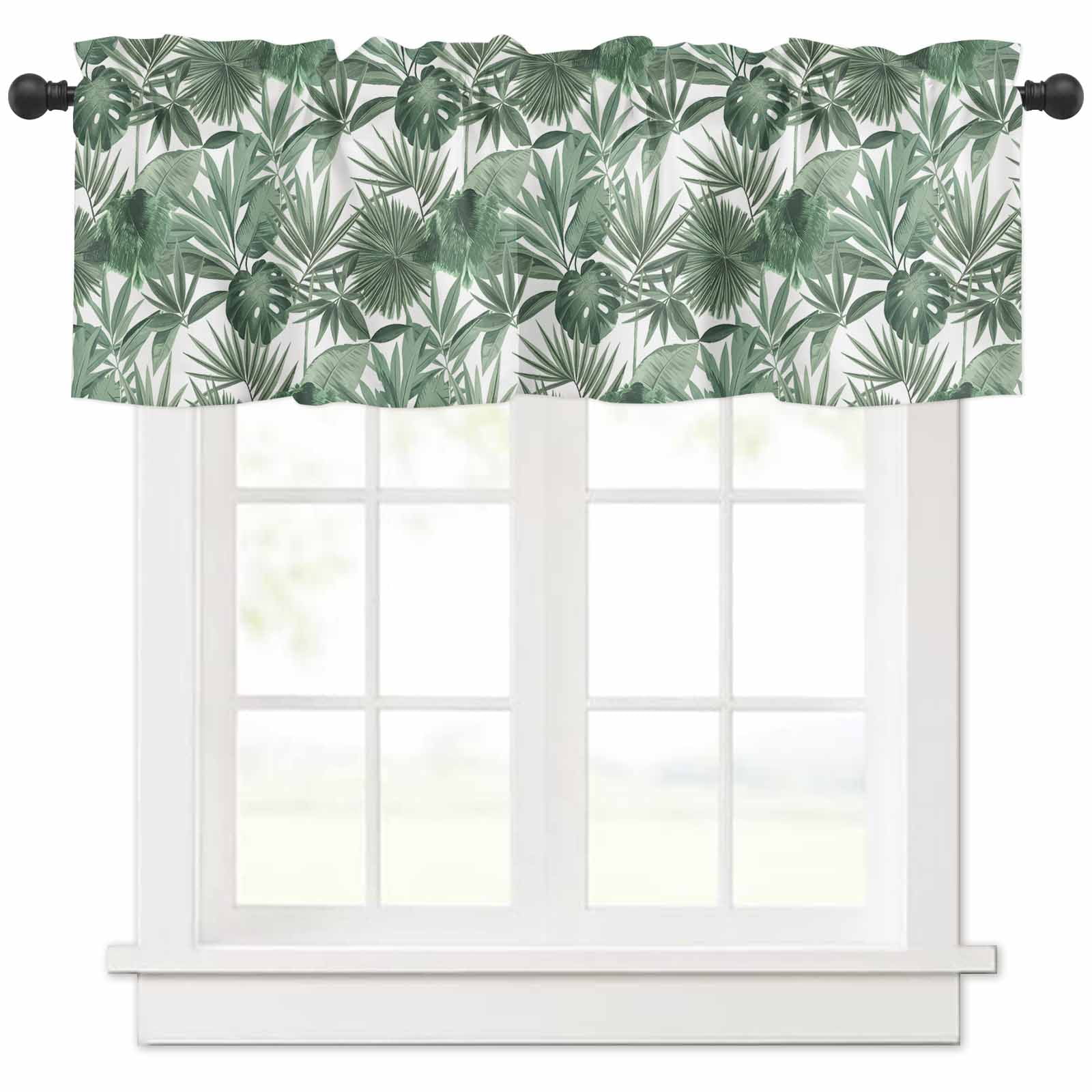 Green Palm Trees Valances for Windows Farmhouse Kitchen Curtains ...