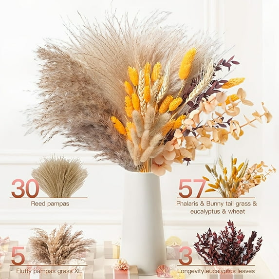 Green Pampas Grass Boho Bouquet Exquisite Lavender And Eucalyptus Dried ...