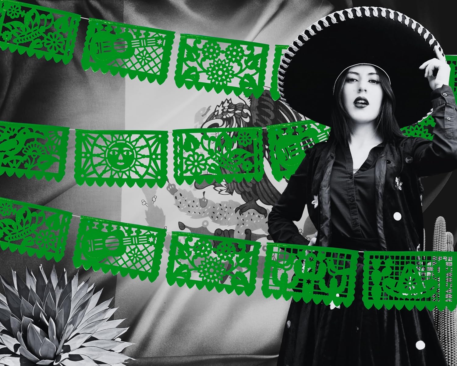 Green Papel Picado Banners, Mexican fiesta banners for party, Mexican ...