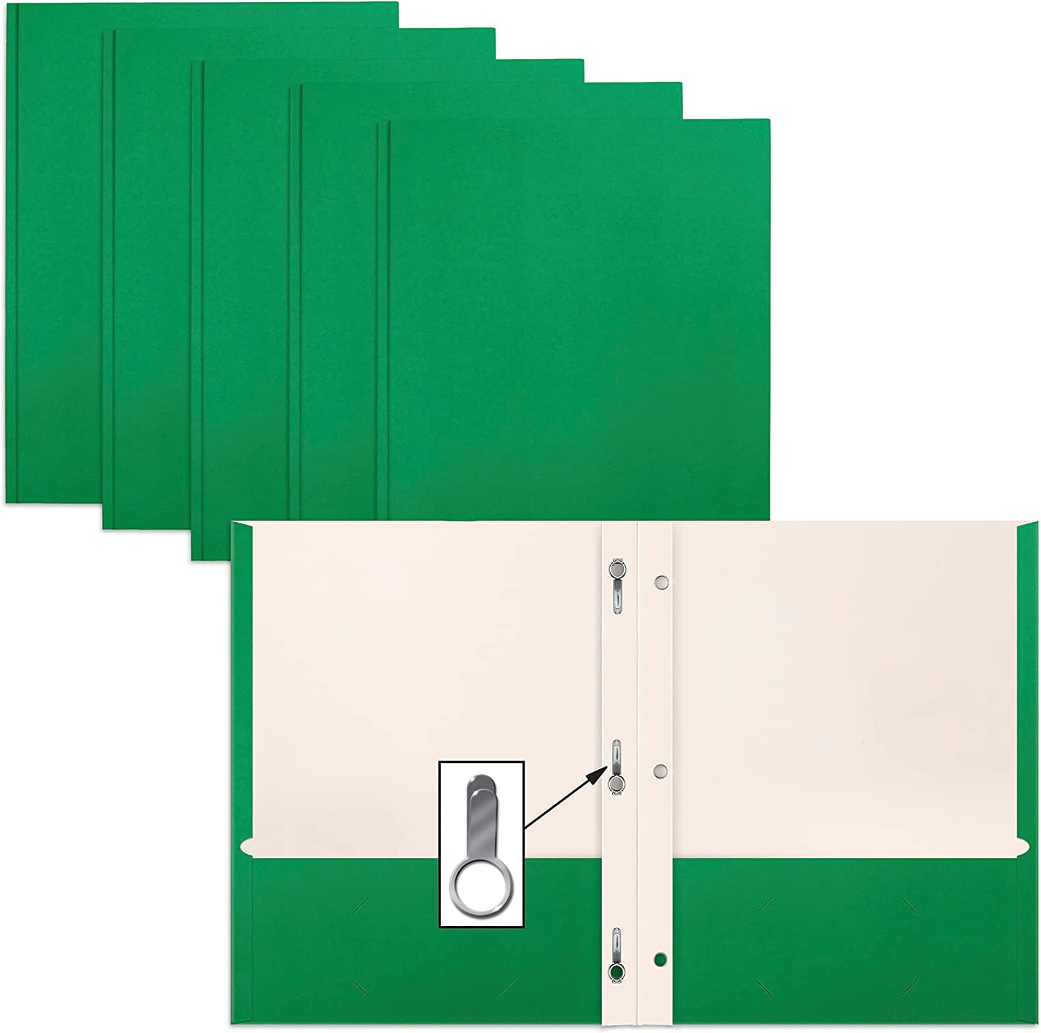 Green Paper 2 Pocket Folders with Prongs, 50 Pack, Matte Texture ...