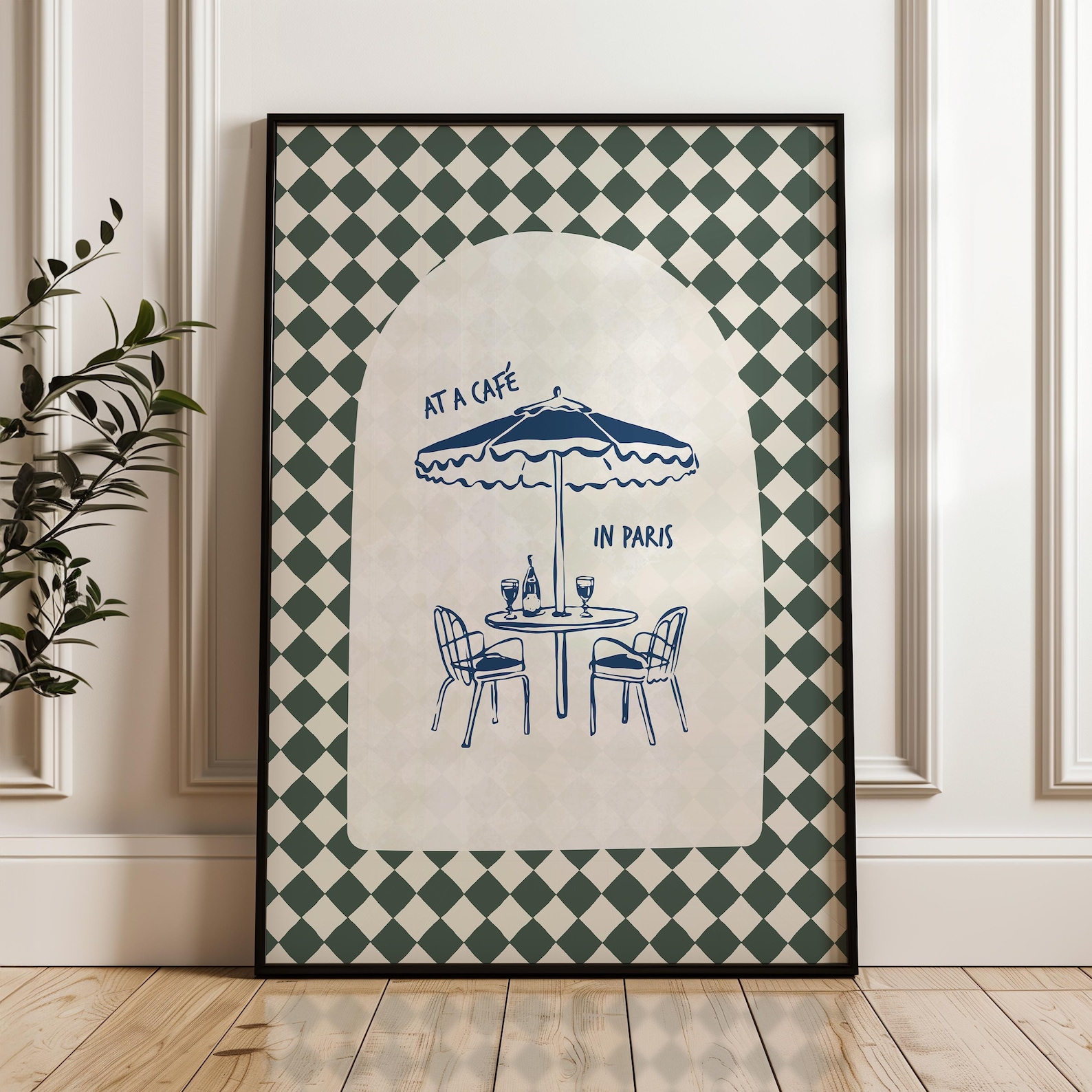 Green Paris Poster Paris Print Wall Art, French Cafe Art Print ...