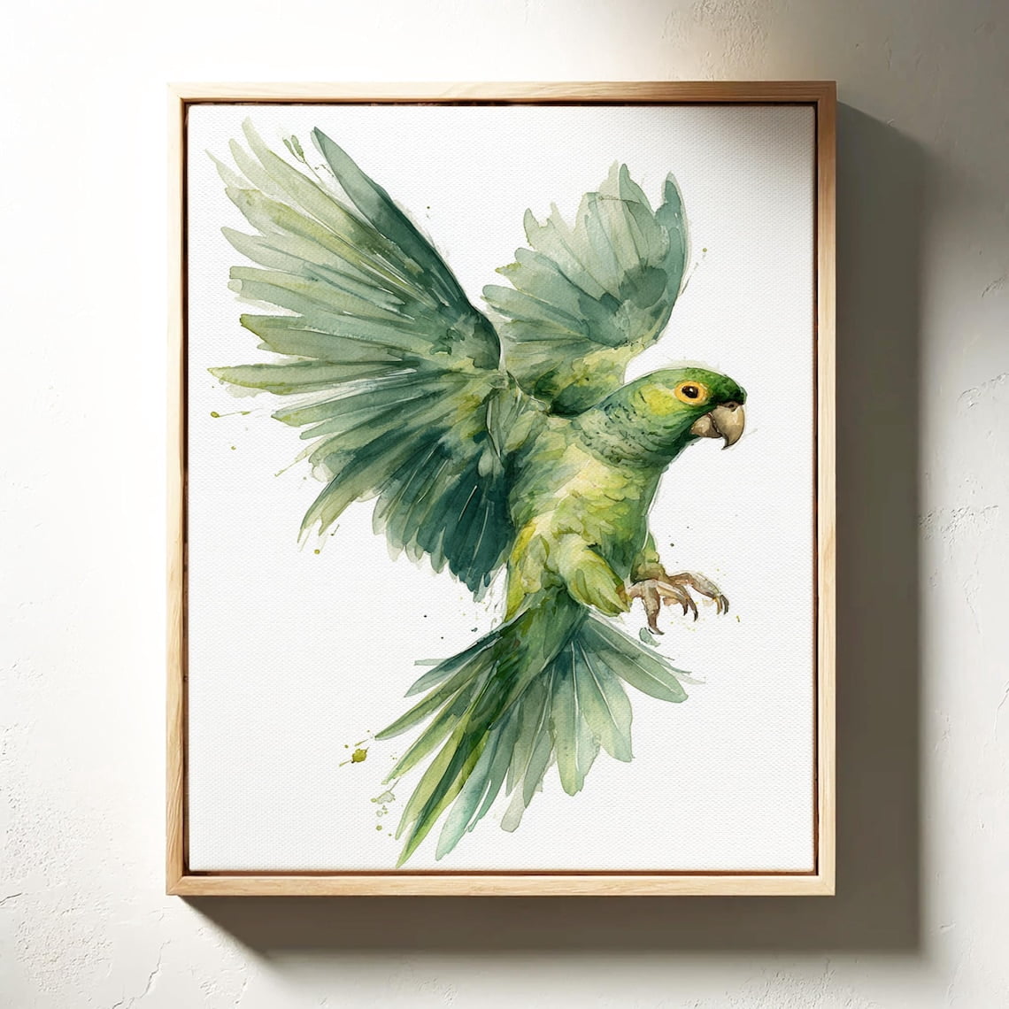 Green Parrot Bird Wall Art Print, Tropical Nature Decor - Walmart.com