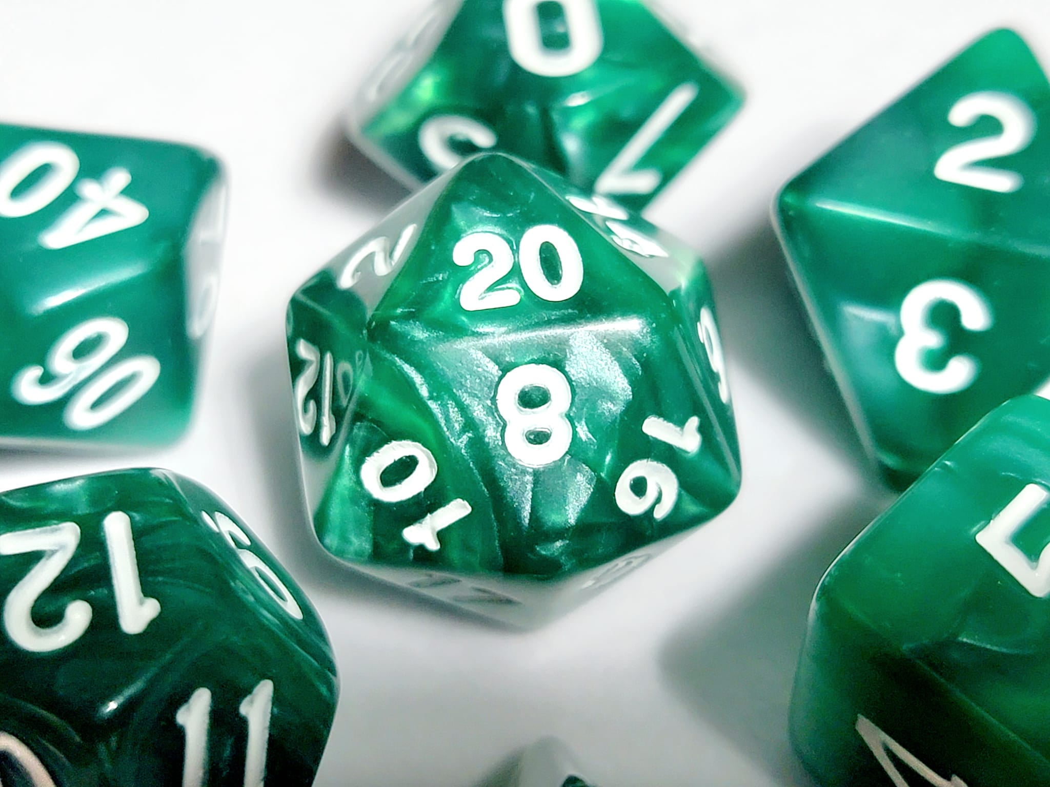 Green Pearl DnD Dice Set | Dungeons and Dragons | 7 Dice RPG Polyhedral ...