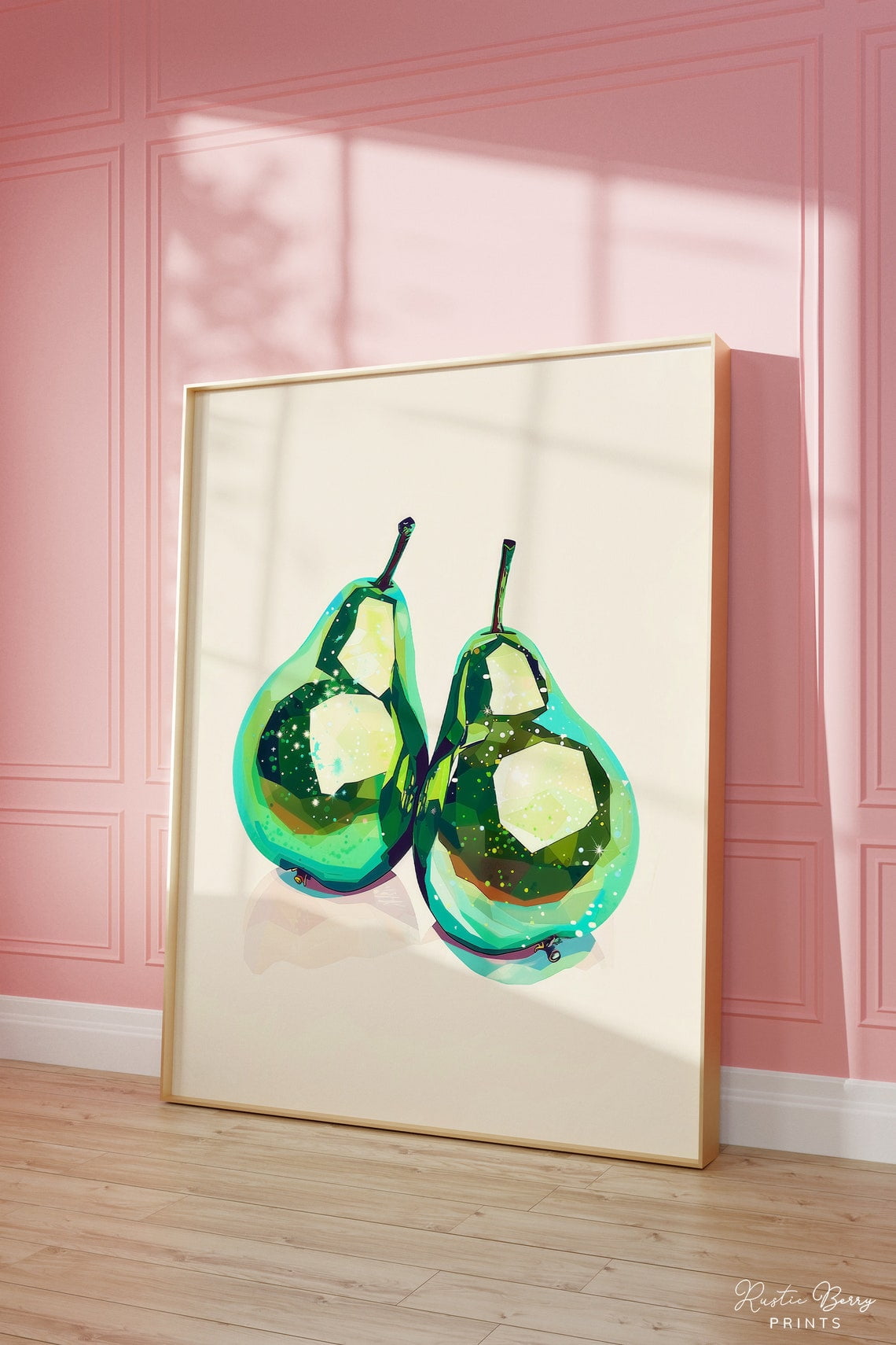Green Pears Art Print Wall Art Poster Fruit Preppy Trendy Sparkles ...