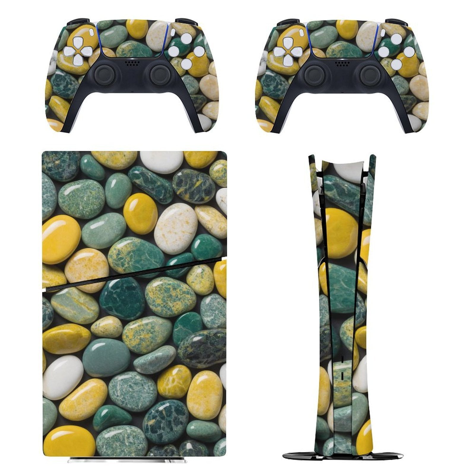 Green Pebbles Console Skin Bundle for PS5 Pro Slim Disc & Digital / PS4 ...