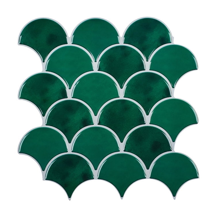 Green Peel and Stick Backsplash Fish Scale Gel Tile, Thicker Design ...