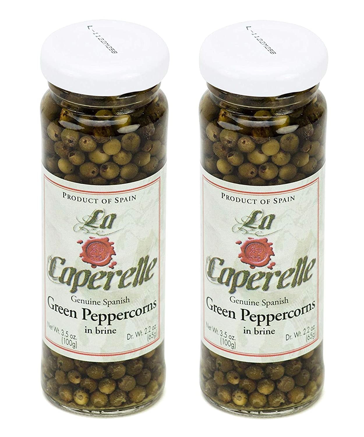 La Caperelle Green Peppercorns in Brine, 3.5 oz Glass Bottles, Pack of ...